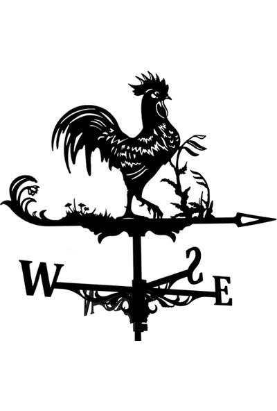 Strade Store Metal Siyah Horoz Weathervane Çatı Dağı Hava Vane Yard Ahır 75 cm Uzun Boylu