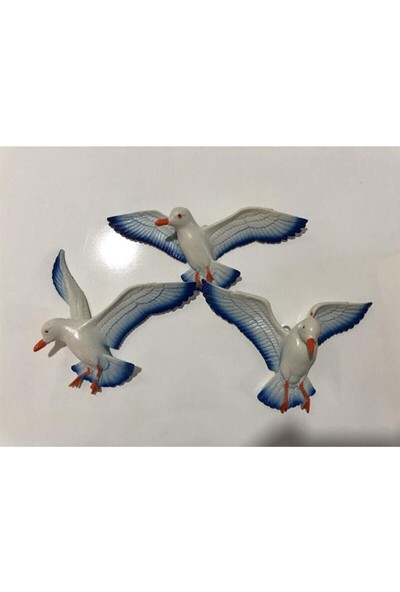 Kardeşler 3 Boyutlu Martı Duvar Süsü Lacivert Polyester