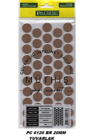 Pacific Yapışkanlı Keçe PC6120 Br 20 mm Kahverengi