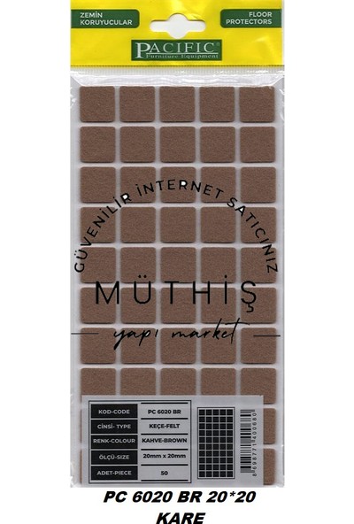 Pacific Yapışkanlı Keçe PC6020 Br 20 x 20 mm Kahverengi