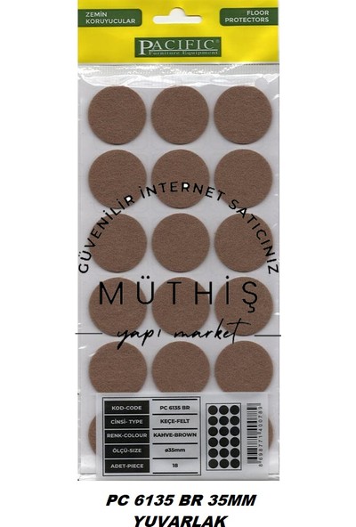 Pacific Yapışkanlı Keçe PC6135 Br 35 mm Kahverengi Pacific Yapışkanlı Keçe PC6135 Br 35 mm Kahverengi