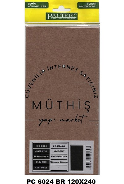 Pacific Yapışkanlı Keçe PC6024 Br 120 x 240 mm Kahverengi