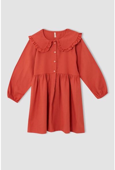 DeFacto Kız Çocuk Geniş Yaka Uzun Kollu Elbise V5288A621WN