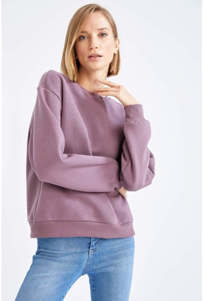 DeFacto Bisiklet Yaka Relax Fit İçi Yumuşak Tüylü Sweatshirt W1242AZ21WN DeFacto Bisiklet Yaka Relax Fit İçi Yumuşak Tüylü Sweatshirt W1242AZ21WN