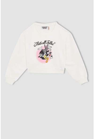 DeFacto Kız Çocuk Looney Tunes Lisanslı Regular Fit Bisiklet Yaka Sweatshirt W1728A621AU