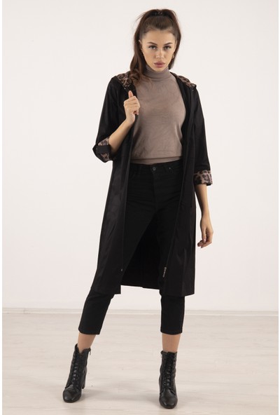 Belamore Siyah Leopar Desen Yağmurluk 31050576.01