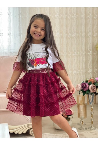 Kokoş Bebe Kol Tül Detaylı Önü Çiçek Baskılı Tşört Fırfırlı Tüllü Astarlı Beli Lastikli Etek Kokoş Bebe Kol Tül Detaylı Önü Çiçek Baskılı Tşört Fırfırlı Tüllü Astarlı Beli Lastikli Etek