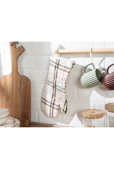 English Home Orbit Pamuk Aşçı Eldiven 19 x 33 cm Bej - Yeşil