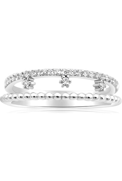 Smyrna Jewelry 14K Minimalist Yüzükler Double Tria Pırlanta Yüzük Smyrna Jewelry 14K Minimalist Yüzükler Double Tria Pırlanta Yüzük