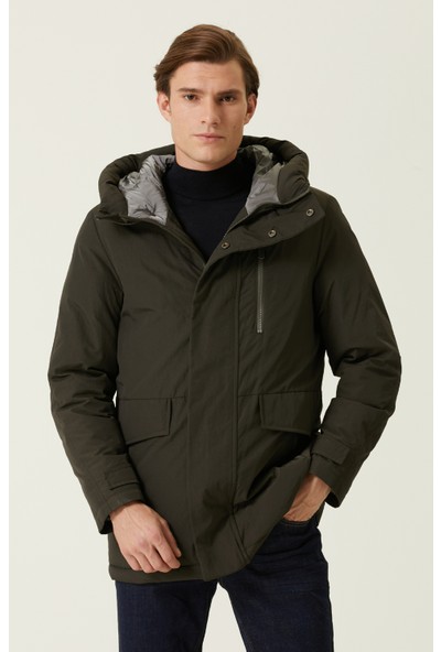 Network Comfort Fit Haki Kapüşonlu Kaban