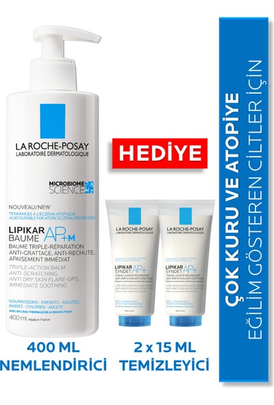 La Roche Posay Lipikar Baume Ap M+ 400 ml & Lipikar Syndet Ap 2 Adet 15 ml La Roche Posay Lipikar Baume Ap M+ 400 ml & Lipikar Syndet Ap 2 Adet 15 ml