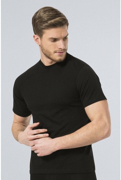 Türen 104 Siyah Erkek Biyeli Kapalı O Yaka Fanila