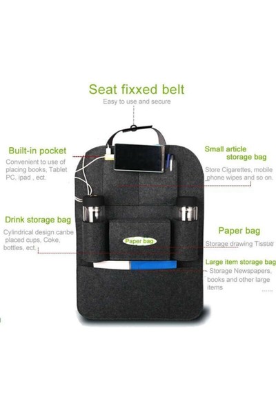 Araç Koltuk Arkası Eşya Düzenleyici Keçe Organizer Araba Içi Oto Çanta Organizer Araç Koltuk Arkası Eşya Düzenleyici Keçe Organizer Araba Içi Oto Çanta Organizer