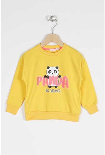 Zepkids Kız Çocuk Panda Baskılı Sweatshirt 1-4 Yaş