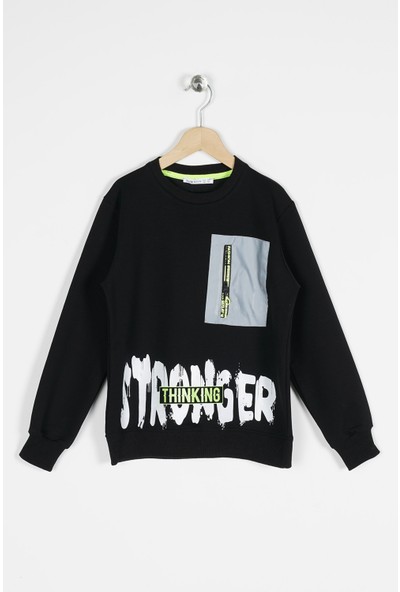Zepkids Erkek Çocuk Sweatshirt Fosfor Cepli Thinking Baskılı 7-16YAŞ Zepkids Erkek Çocuk Sweatshirt Fosfor Cepli Thinking Baskılı 7-16YAŞ