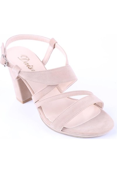 Daisy 532 Kadın 9 cm Topuklu Süet Sandalet Ayakkabı