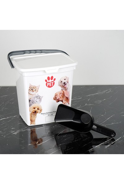 Bimbambom Pet Evcil Hayvan Kuru Mama Saklama Kabı 6 Lt, Mama Küreği Hediyeli