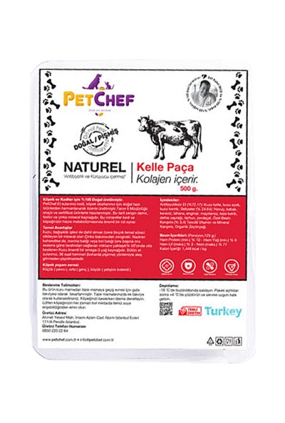 Petchef Kedi-Köpek Için Kelle Paça 500 gr