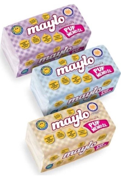 Maylo Çek Kullan Puf Mendil 150 Yaprak x 3 Adet Maylo Çek Kullan Puf Mendil 150 Yaprak x 3 Adet
