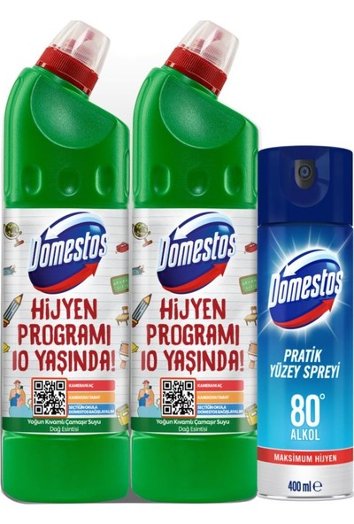 Domestos 2 x 750 ml Dağ Esintisi + 400 ml Hijyen Spreyi