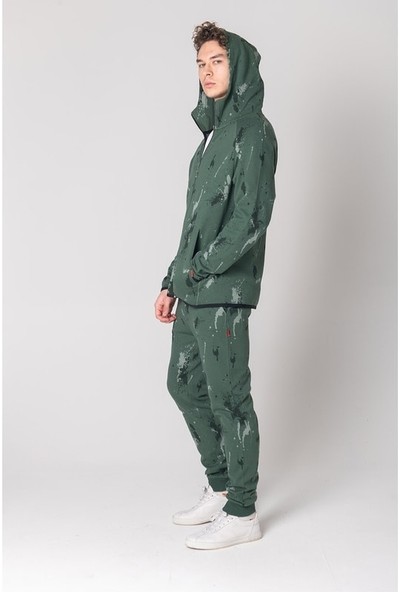 John Frank Enjoy Kapüşonlu Fermuarlı Erkek Haki Sweatshirt