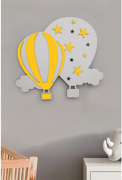 Bebişim Halı Sarı Uçan Balon Bulut Çocuk Odası Duvar Dekoru Ahşap Aydınlatma Gece Lambası Bebişim Halı Sarı Uçan Balon Bulut Çocuk Odası Duvar Dekoru Ahşap Aydınlatma Gece Lambası