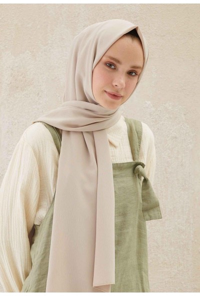 Fresh Scarfs Krinkıl Medine Ipeği Şal Naturel Bej
