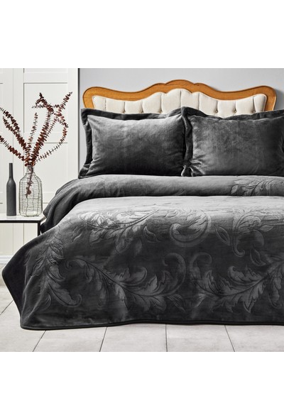 Karaca Home Madelin Antrasit Embos Çift Kişilik Yatak Örtüsü Seti