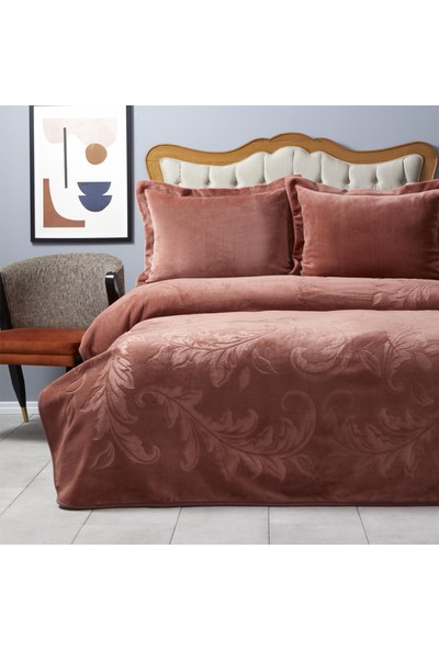 Karaca Home Madelin Terecotta Embos Çift Kişilik Yatak Örtüsü Seti
