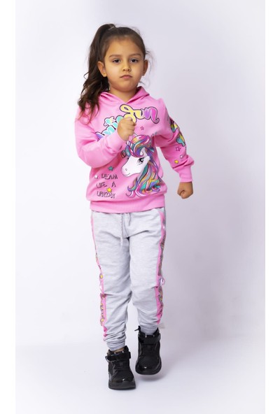 Junior Baby Kız Çocuk Pembe Unicorn Desenli Kapüşonlu 2 Iplik Penye Eşofman Takımı Junior Baby Kız Çocuk Pembe Unicorn Desenli Kapüşonlu 2 Iplik Penye Eşofman Takımı