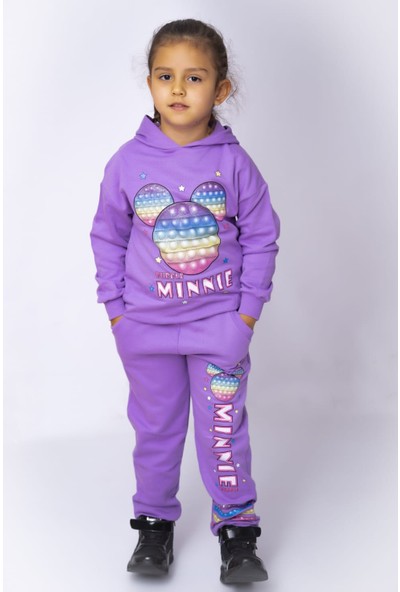 Junior Baby Kız Çocuk Mor Pop It Baskılı Kapüşonlu Alt Üst Eşofman Takım