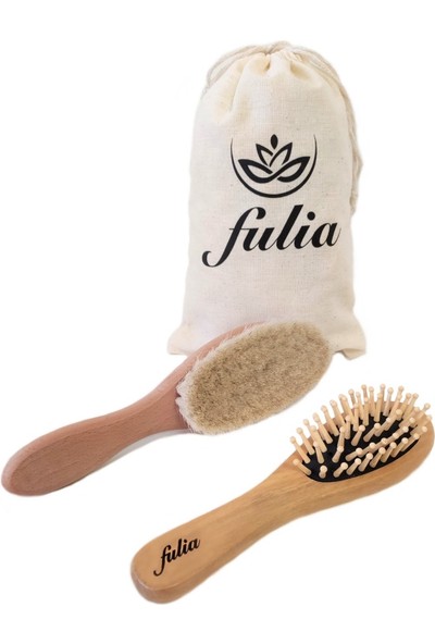 Fulia Doğal Keçi Kılı Bebek Saç Fırçası ve Ahşap Saç Fırçası 2’li Set (0+Ay) Fulia Doğal Keçi Kılı Bebek Saç Fırçası ve Ahşap Saç Fırçası 2’li Set (0+Ay)