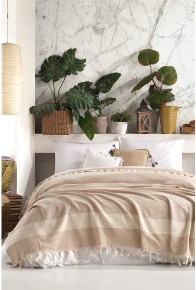 Viaden Çift Kişilik Pamuklu Pike - Şeritli