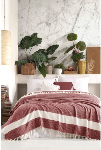 Viaden Çift Kişilik Pamuklu Pike - Şeritli