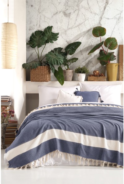 Viaden Çift Kişilik Pamuklu Pike - Şeritli