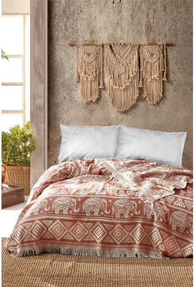 Viaden Jakarlı Çift Kişilik Pamuk Pike - Fil