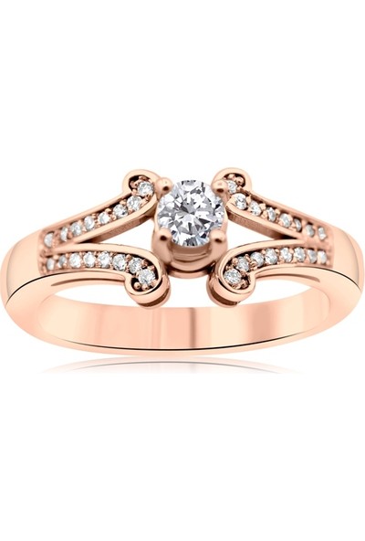 Smyrna Jewelry 14K Çift Renkli Double Bantlı Tektaş Yüzükler Pırlanta Yüzük Smyrna Jewelry 14K Çift Renkli Double Bantlı Tektaş Yüzükler Pırlanta Yüzük