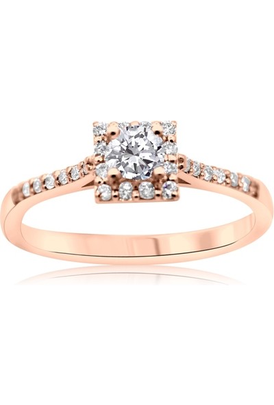 Smyrna Jewelry 14K Bantlı Kare Tektaş Yüzükler Pırlanta Yüzük Smyrna Jewelry 14K Bantlı Kare Tektaş Yüzükler Pırlanta Yüzük