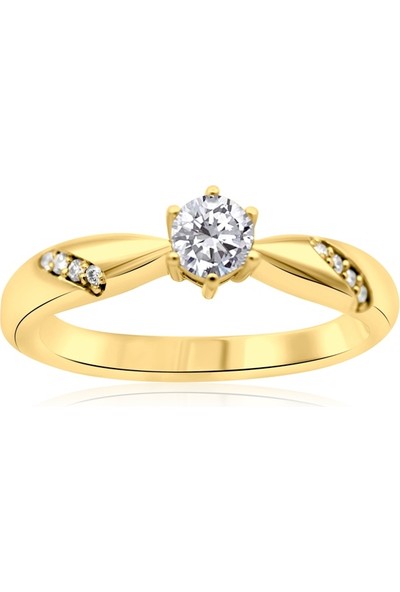 Smyrna Jewelry 14K Modern Bantlı Tektaş Yüzükler Pırlanta Yüzük Smyrna Jewelry 14K Modern Bantlı Tektaş Yüzükler Pırlanta Yüzük