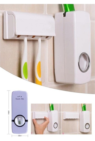 Kitchen Beauty Diş Macunu Sıkma Makinesi Fırça Tutucu Macun Sıkacağı 5'li Fırçalı Kitchen Beauty Diş Macunu Sıkma Makinesi Fırça Tutucu Macun Sıkacağı 5'li Fırçalı