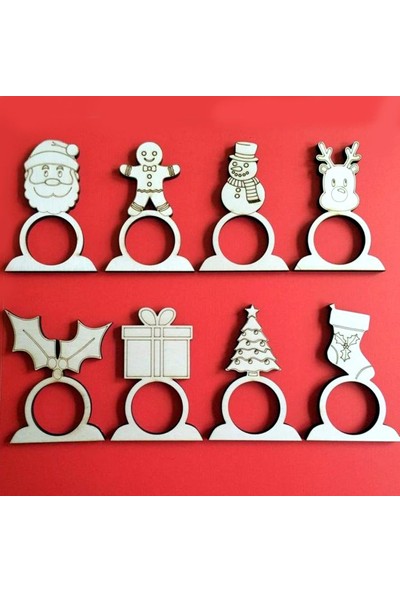 Lora Davet Ahşap Naturel Peçetelik 8 Adet - Naturel 16052