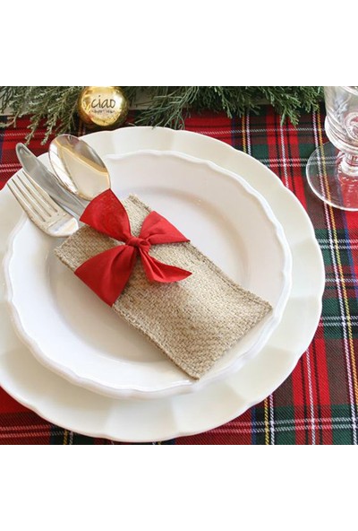 Lora Davet Jut Çatal, Kaşık, Bıçak Aksesuarları 6 Adet - Naturel 16064