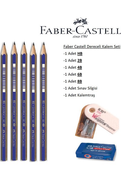 Faber-Castell Resim Kalemi Faber Dereceli Kalem Seti Karakalem Seti Hb-2b-4b-6b-8b 5'li Set Faber-Castell Resim Kalemi Faber Dereceli Kalem Seti Karakalem Seti Hb-2b-4b-6b-8b 5'li Set