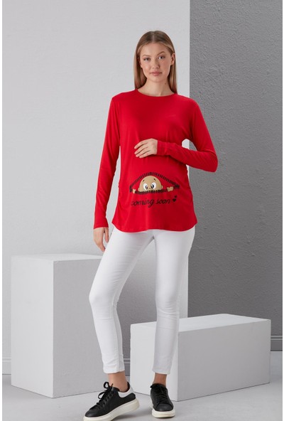 Işşıl 4495-VISKON Fermuardan Bakan Bebek U Kol Hamile T-Shirt
