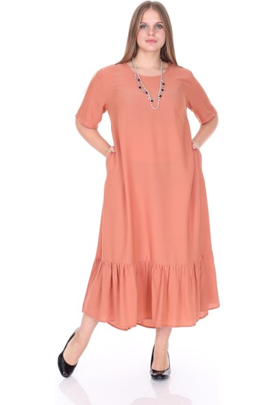 Pianoluce Schık Kadın Büyük Beden Etek Fırfır Elbise Cobalt 1569 Pianoluce Schık Kadın Büyük Beden Etek Fırfır Elbise Cobalt 1569