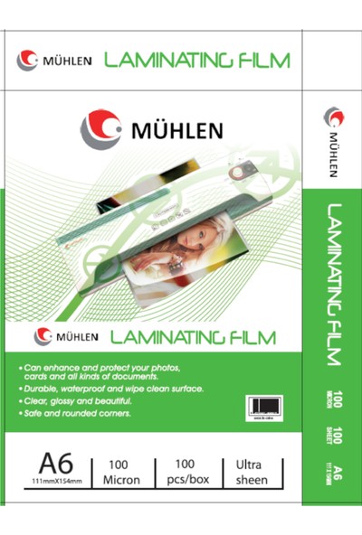 Mühlen Laminasyon Makinesi Filmi 100 Mc A6 1 Paket 100'lü