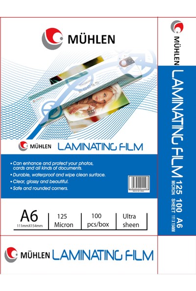 Mühlen Laminasyon Makinesi Filmi 125 Mc A6 1 Paket 100'lü Mühlen Laminasyon Makinesi Filmi 125 Mc A6 1 Paket 100'lü