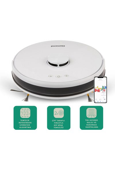 Homend Alex Laser 1281H Moplu ve Haritalamalı Akıllı Robot Süpürge Beyaz Homend Alex Laser 1281H Moplu ve Haritalamalı Akıllı Robot Süpürge Beyaz