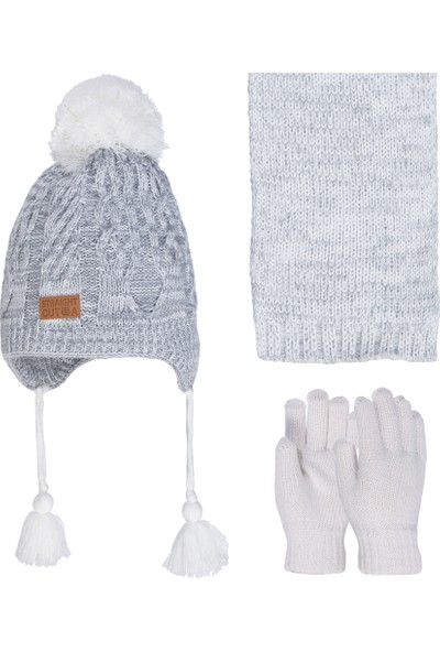 Erkek Çocuk Desenli Atkı Bere Eldiven Takımı 4-8 Yaş 13558