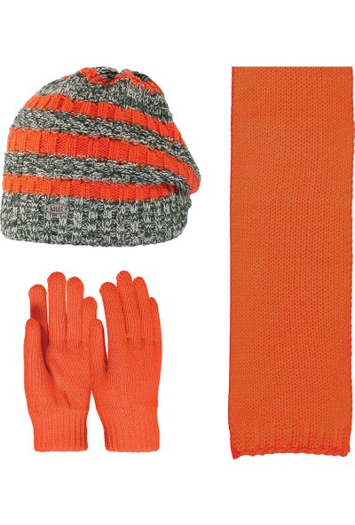 Erkek Çocuk Şerit Örgülü Atkı Bere Eldiven Takımı 9-15 Yaş 13554